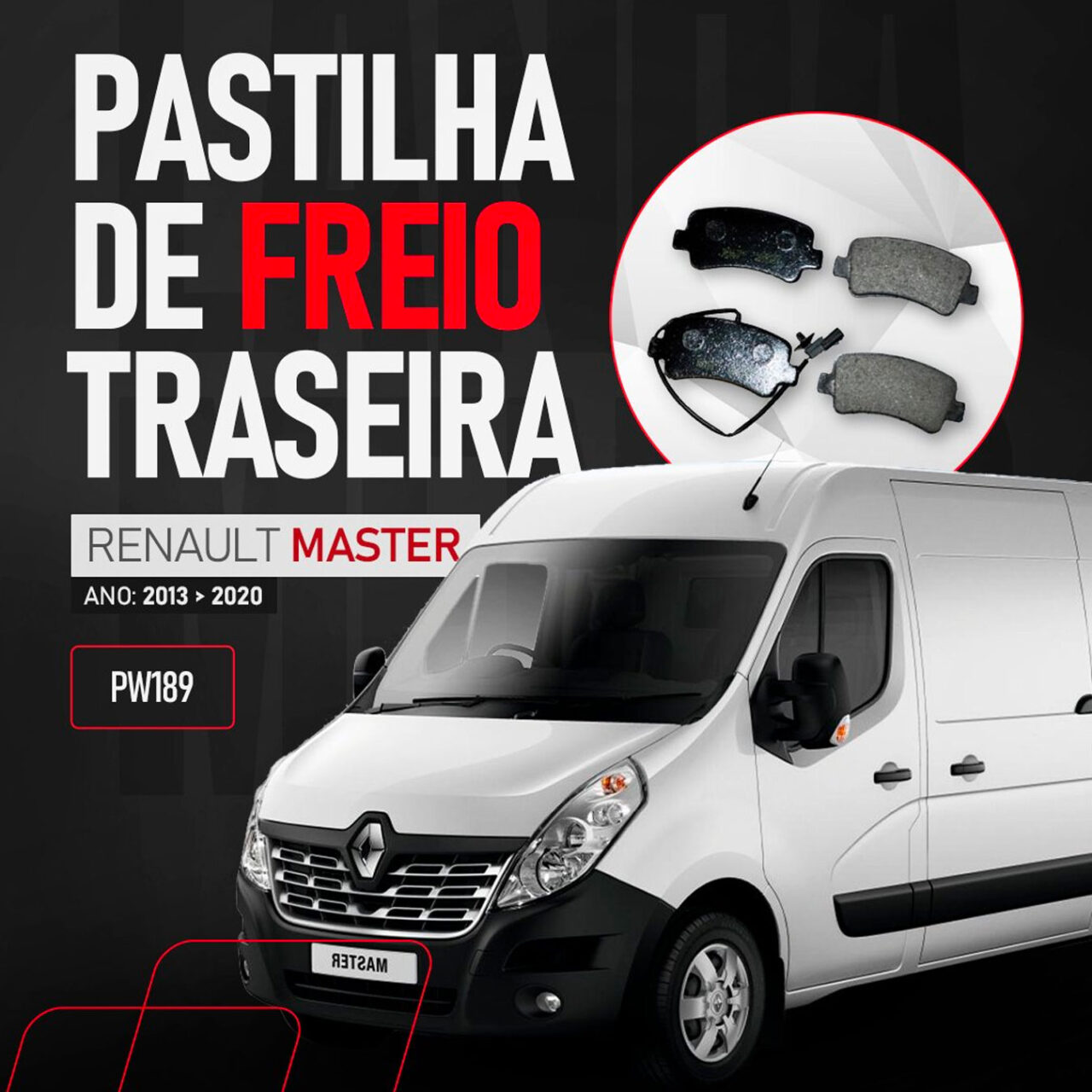 Pastilha de freio traseira Renault Master PW189 - Willtec